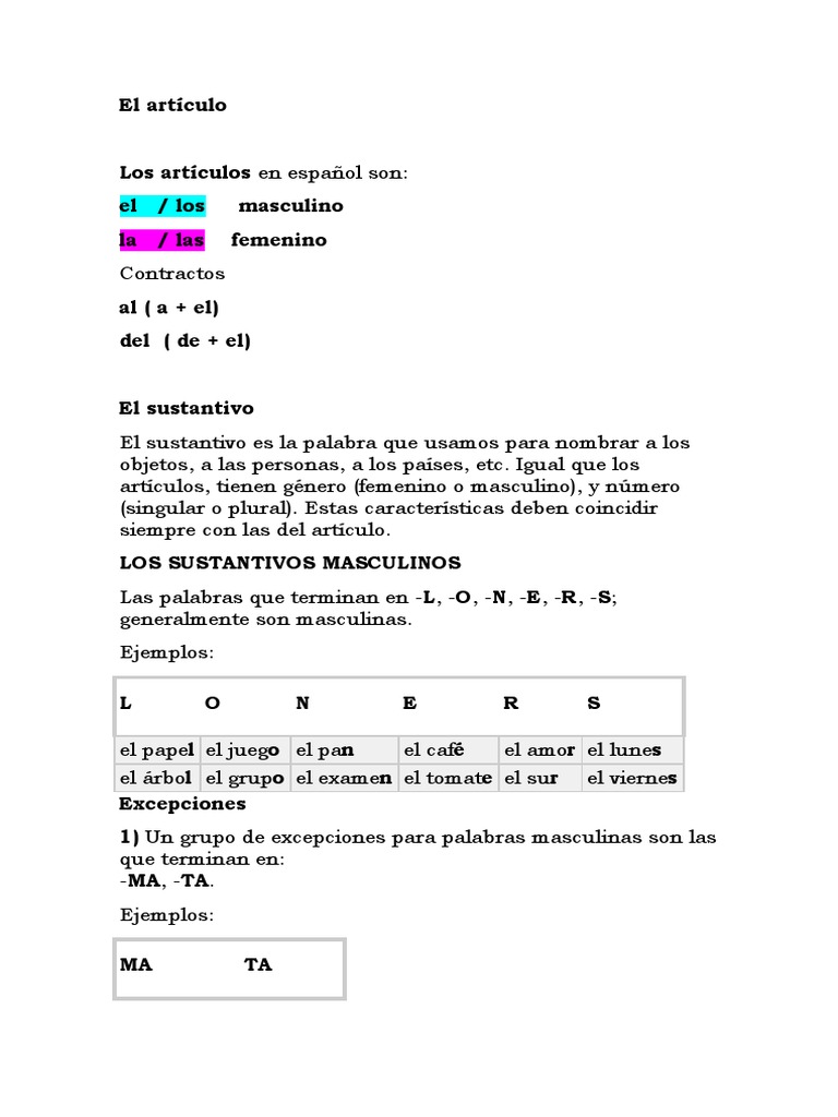 Guía de Género y Número en Español | PDF | Sustantivo | Género gramatical