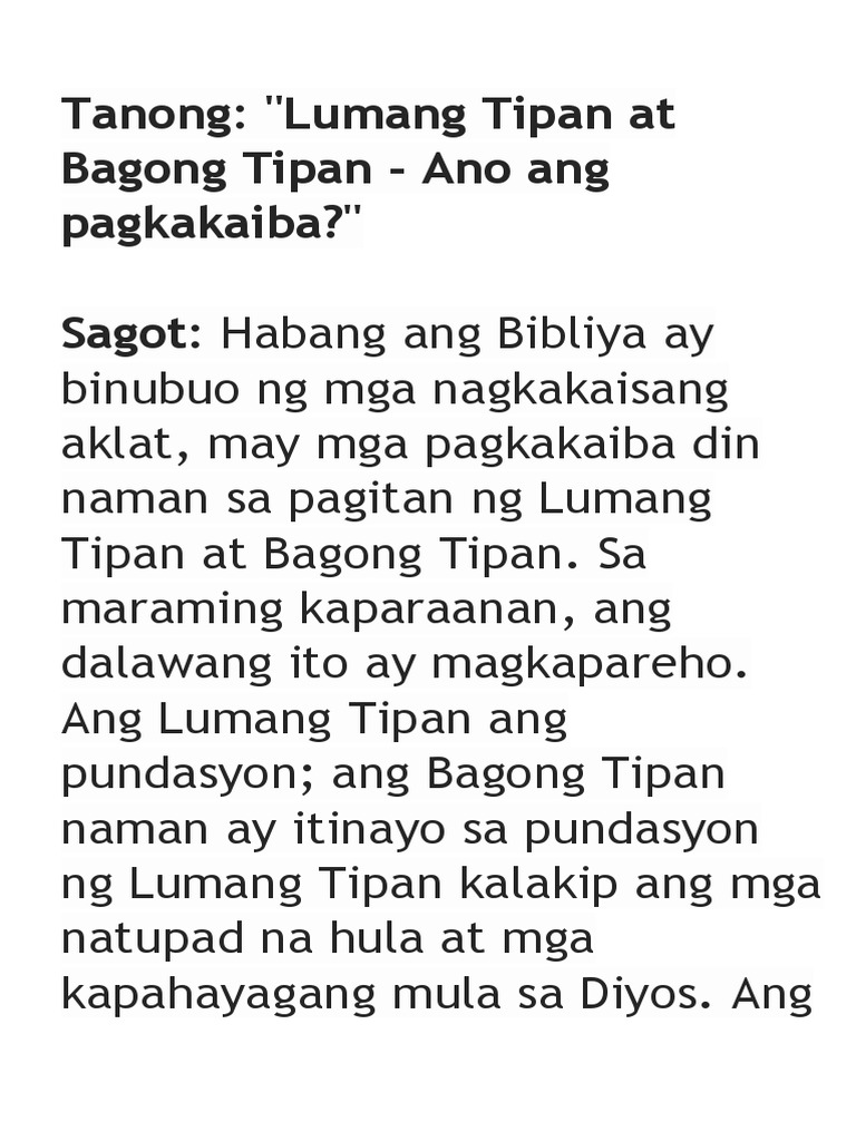 Luma at Bagong Tipan | PDF