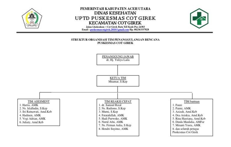 Struktur Tim Penanggulangan Bencana Puskesmas | PDF