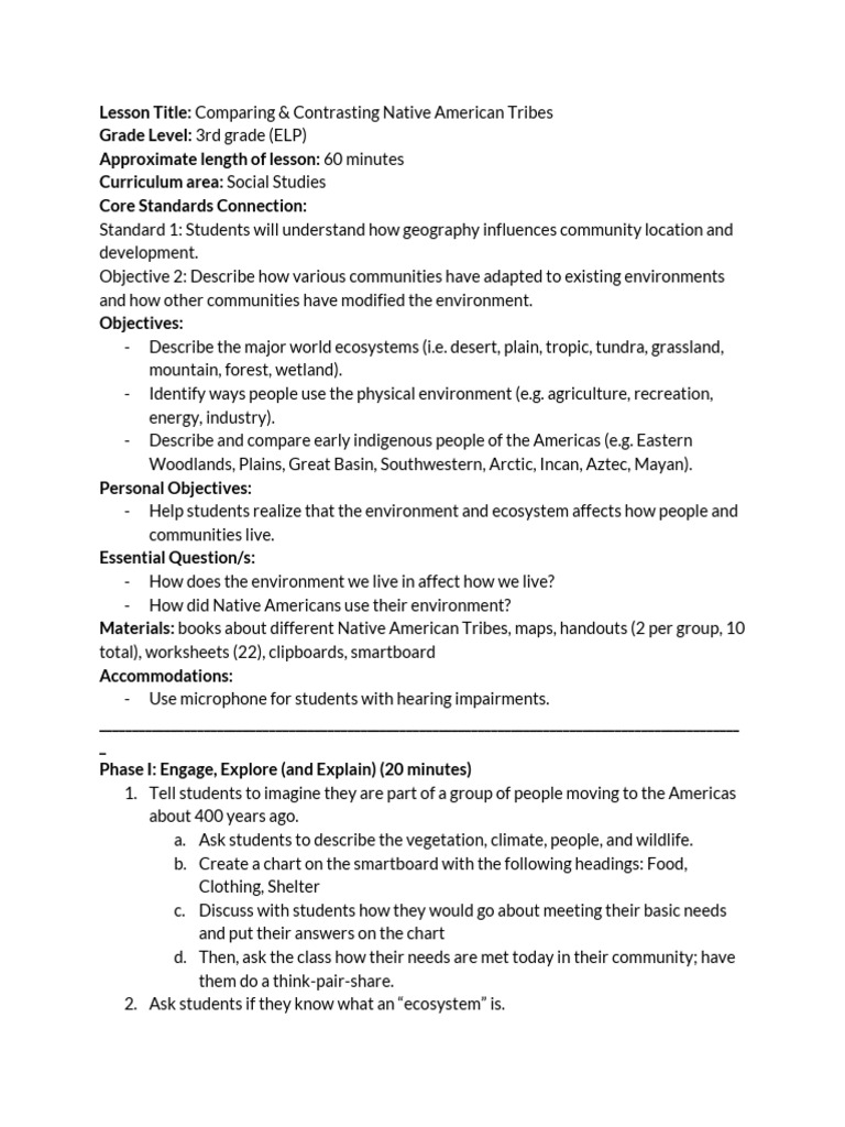 Compare Native American Tribes Lesson | PDF | Grassland | Natural ...