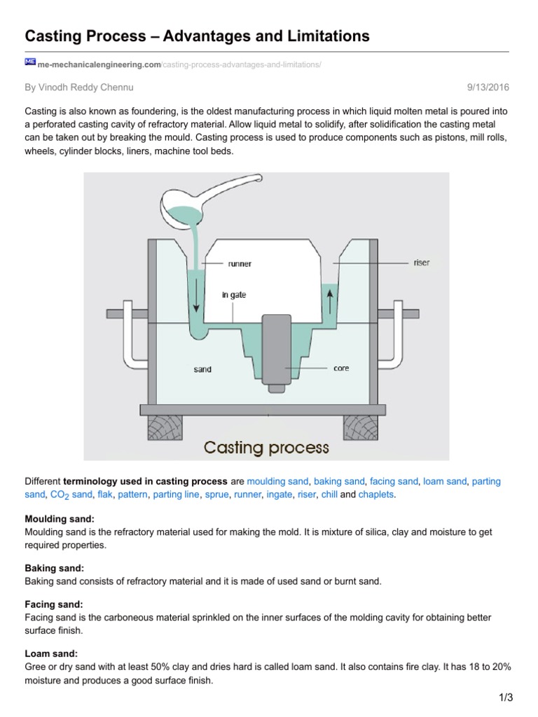 Casting Process Advantages and Limitations | PDF | Casting ...
