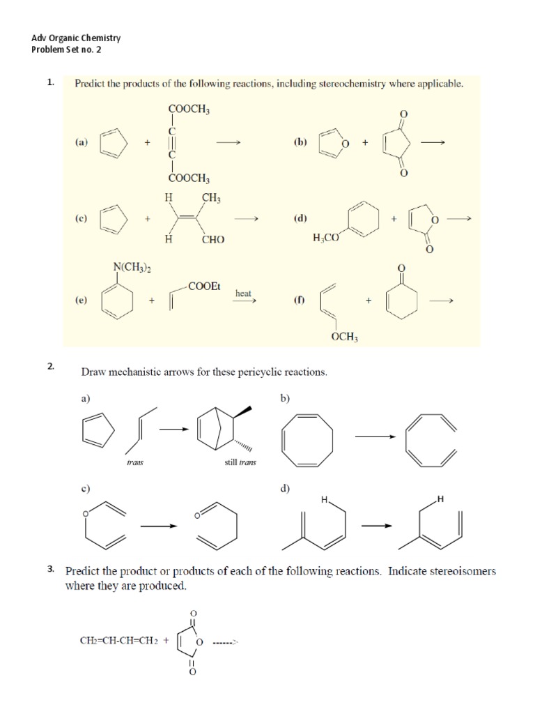 Adv Organic Chemistry Problem Set No. 2 | PDF | Organic Chemistry ...