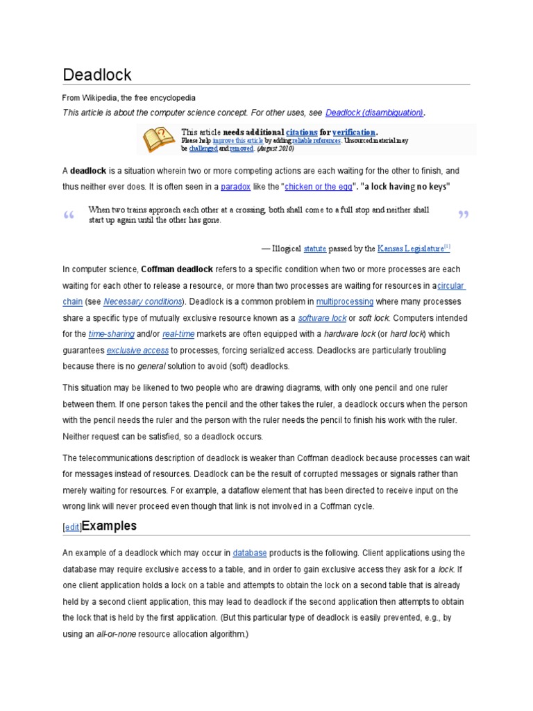 Deadlock | PDF | Thread (Computing) | Computing