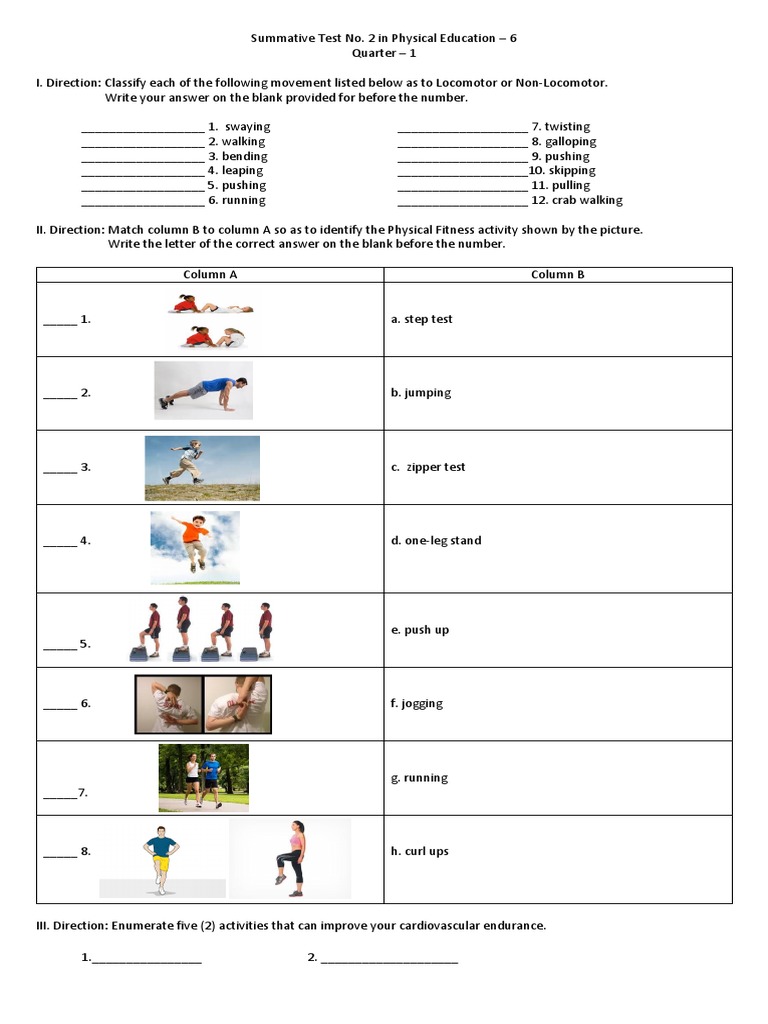 Grade 1 Locomotor Skills Assessment | PDF