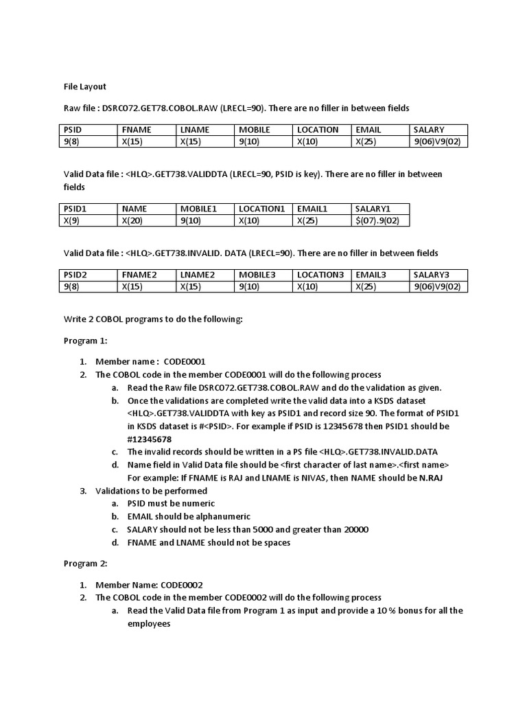 COBOL Assignment | PDF | Computer Data | Computer Programming