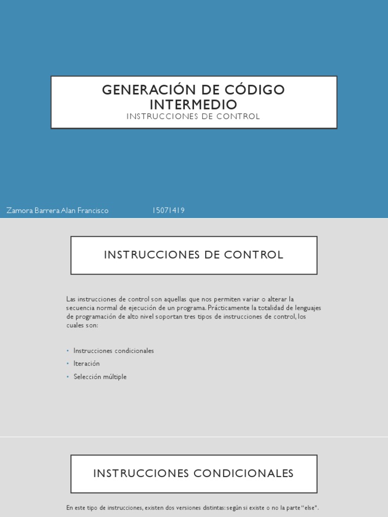 Generación de Código Intermedio - Instrucciones de Control | PDF ...
