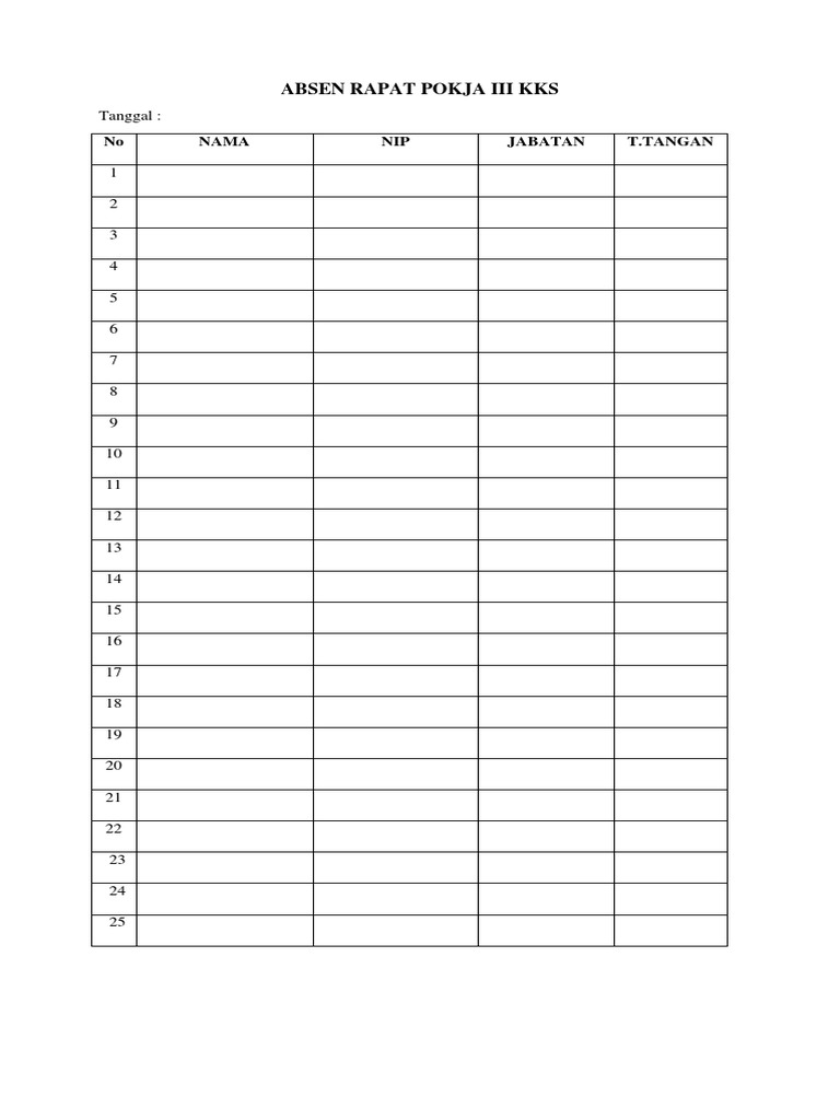 Absen Rapat Pokja Kks | PDF