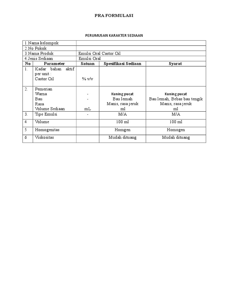 Jurnal Emulsi Oral Castor Oil | PDF