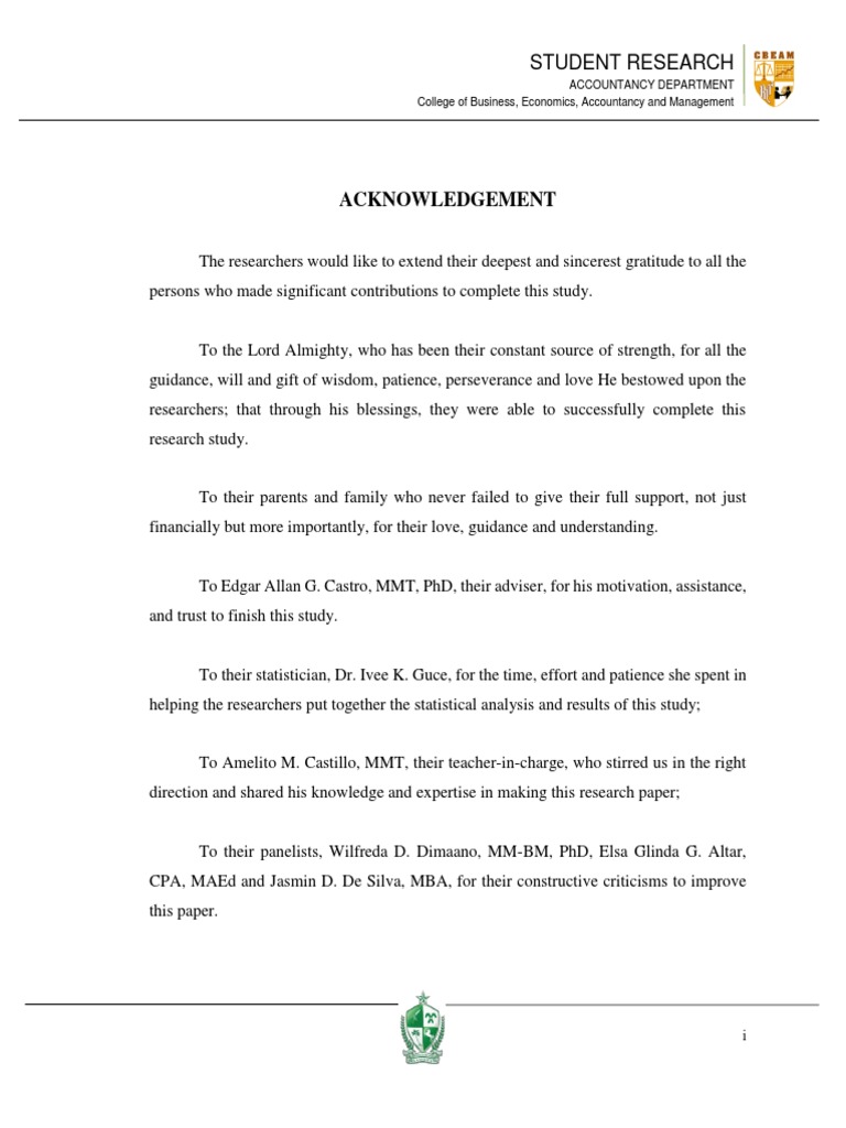 Acknowledgement and Dedication | PDF | Psychological Concepts