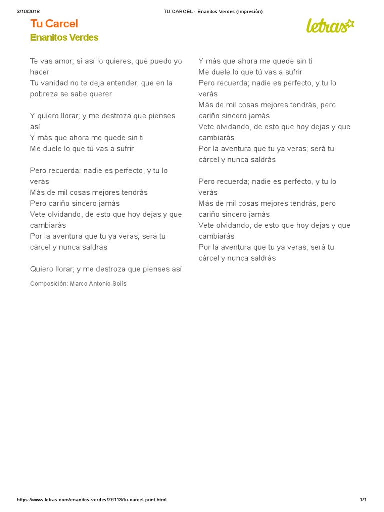 TU CARCEL - Enanitos Verdes (Impresión) | PDF