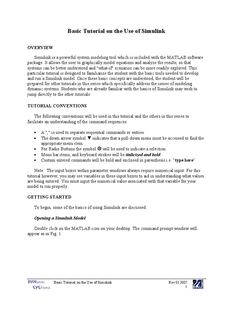 Basic Simulink Tutorial 012005 Pdf Parameter Computer Programming Matlab 