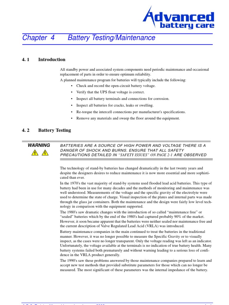 Battery Testing and Maintenance | PDF | Direct Current | Rectifier