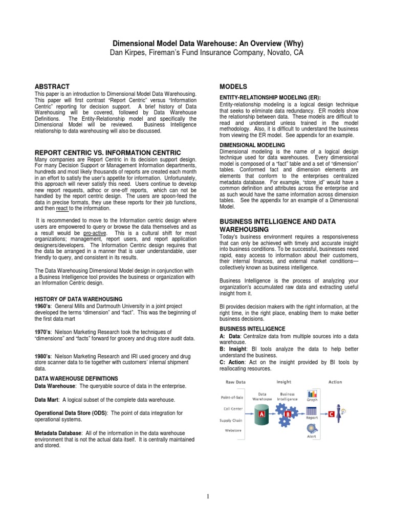 Dimensional Model Data Warehouse Overview | PDF | Data Warehouse ...