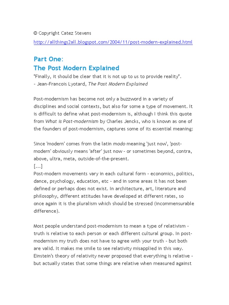 The Post Modern Explained | PDF | Postmodernism | Reason