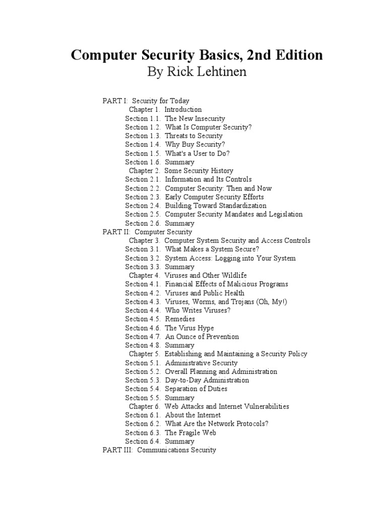 Computer Security Basics | PDF | Encryption | Computer Security