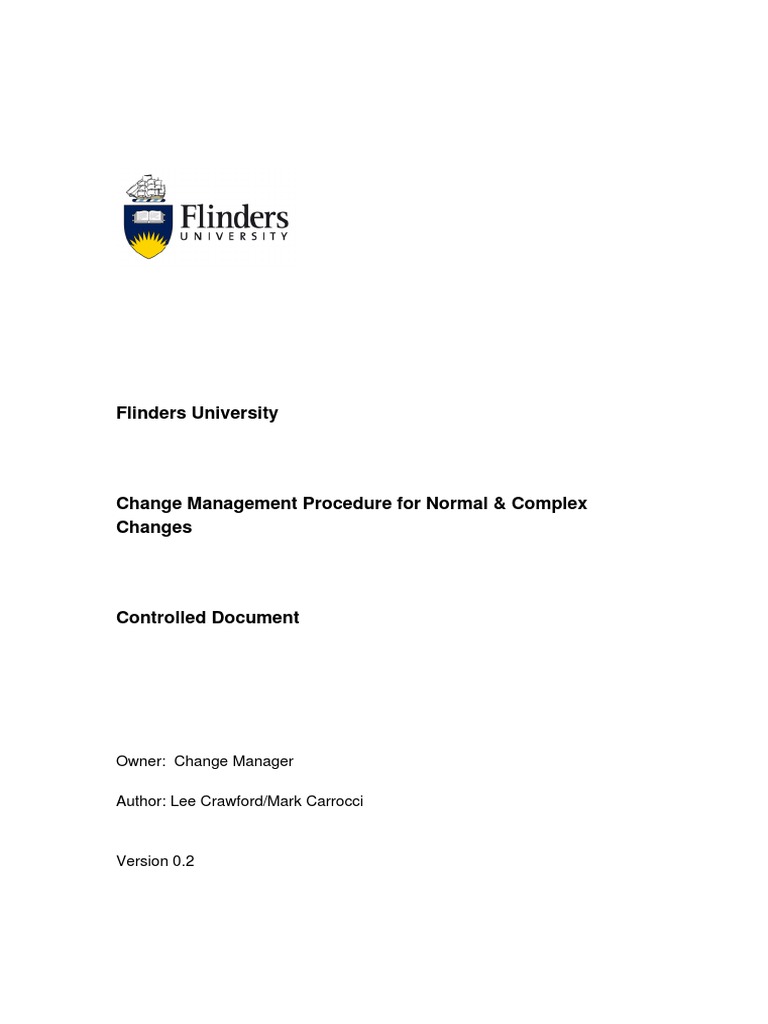 Flinders University Change Management Guide | PDF | Implementation | Risk