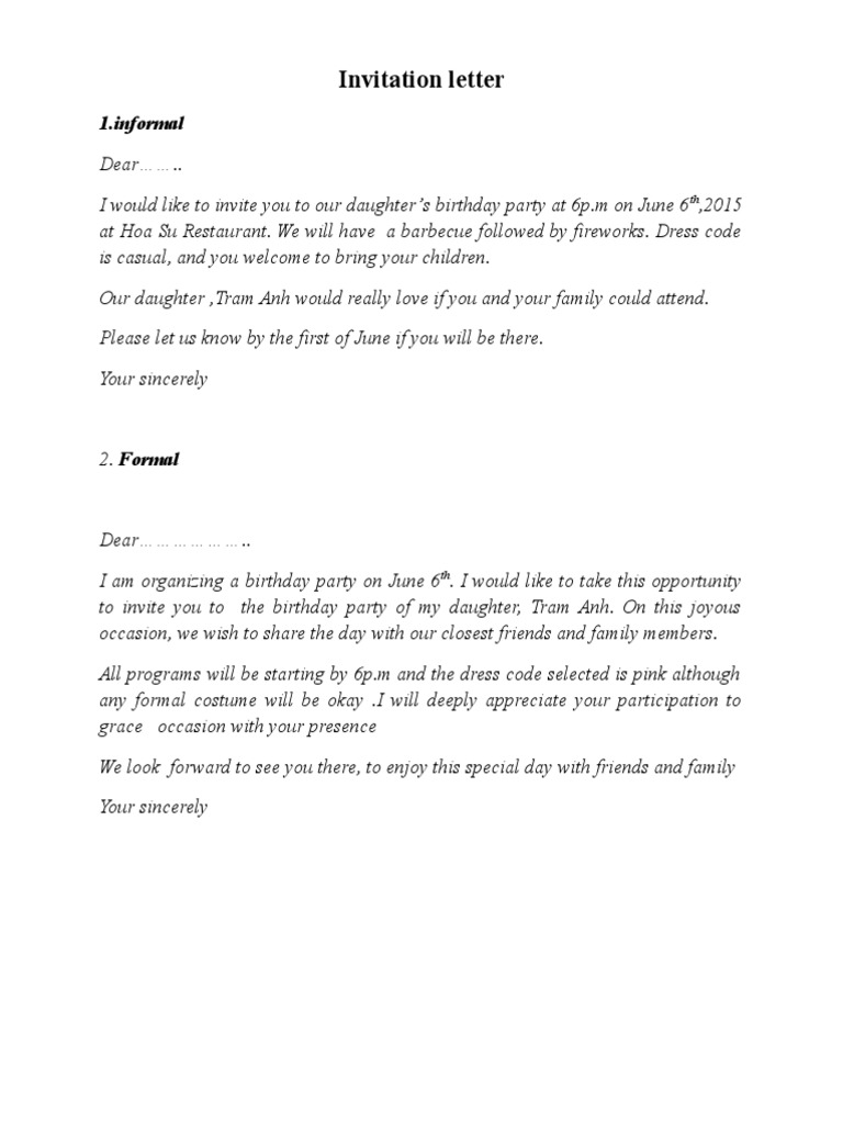 Casual Birthday Invitation Letter Sample Minimal Modern 5th Birthday