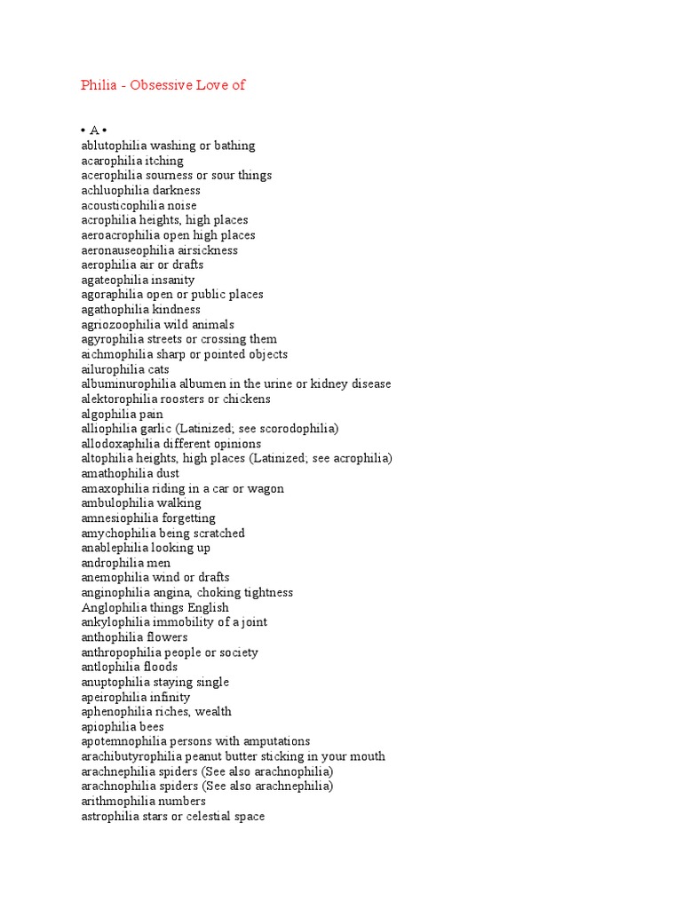 List of Philias | PDF | Pedophilia | Nature