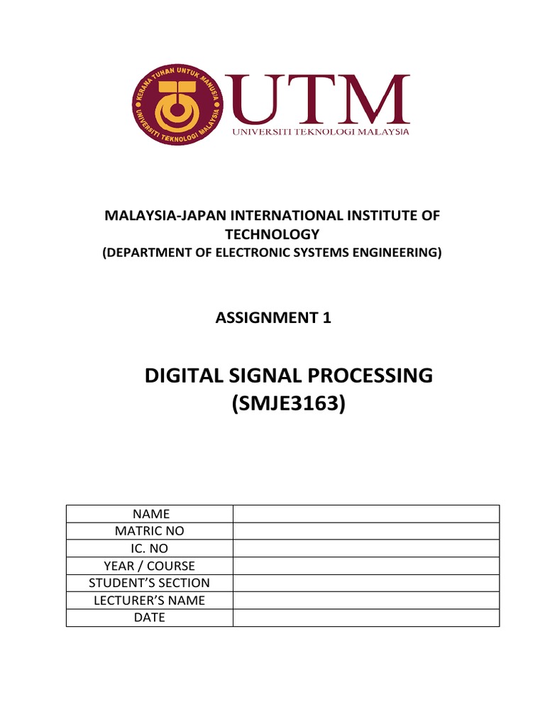 (DSP) Asg 1 | PDF | Filter (Signal Processing) | Low Pass Filter