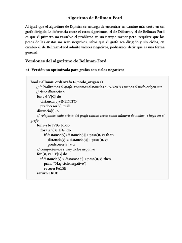Algoritmo de Bellman Ford | PDF | Conceptos matemáticos | Red de ...