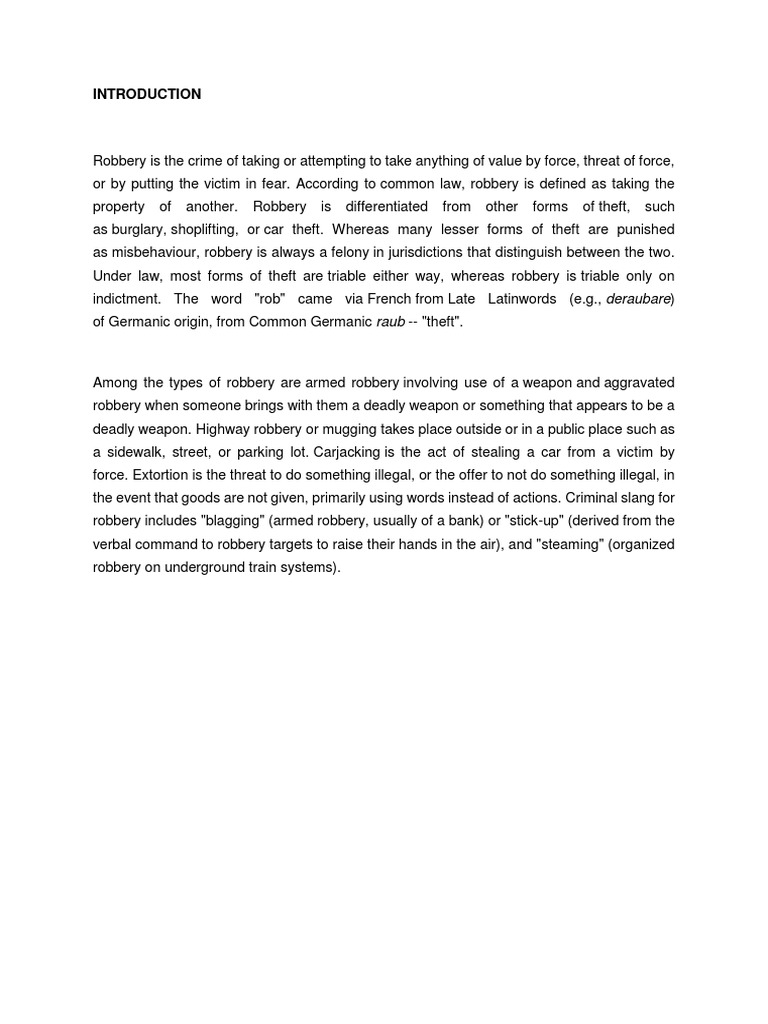 Understanding Robbery: Causes and Prevention | PDF | Robbery | Public Law