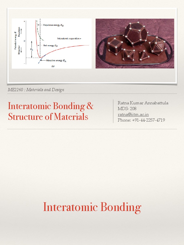 Inter Atomic Bonding | PDF | Ionic Bonding | Chemical Bond