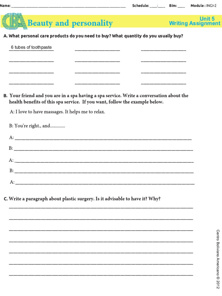Beauty and Personality: Unit 5 Writing Assignment | PDF