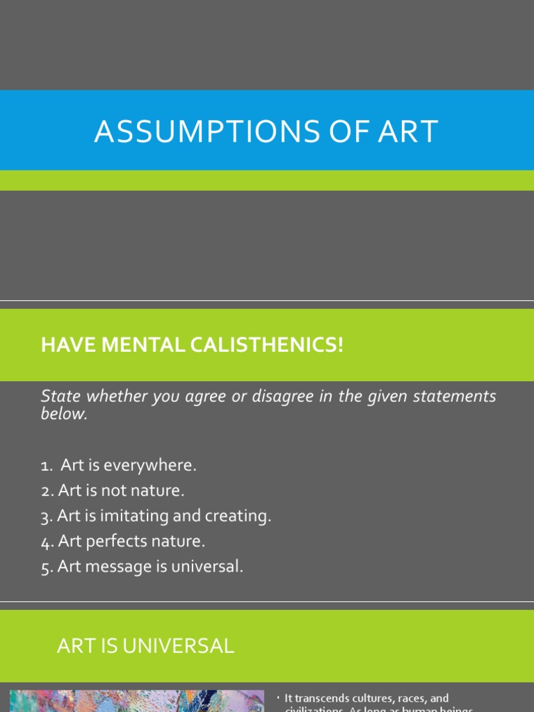 Assumptions of Art 1 | PDF | Traditions | The Arts