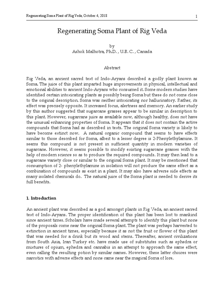 Regenerating Soma Plant of Rig Veda | PDF | Plants | Juice