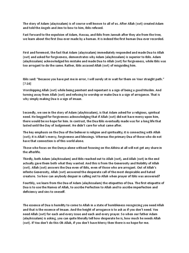 The Story of Adam | PDF | God In Islam | Forgiveness