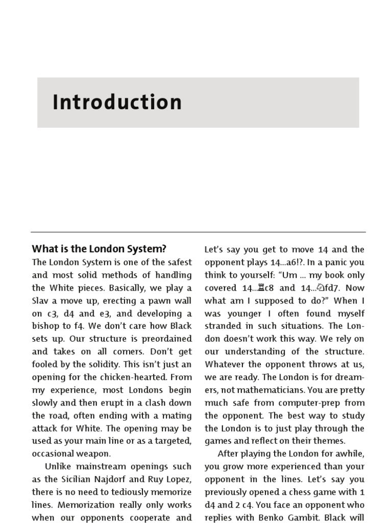 Play The London System Intro | PDF | Chess Openings | Chess