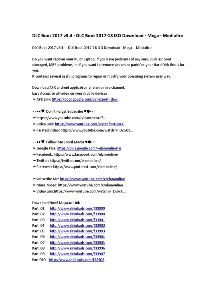 DLC Boot 2017 v3.4 ISO | PDF | Booting | Operating System Technology