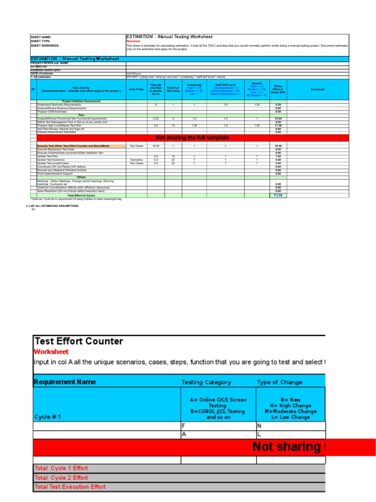 Unique Worksheet Test Estimation 2 | PDF | Software Engineering | Computing
