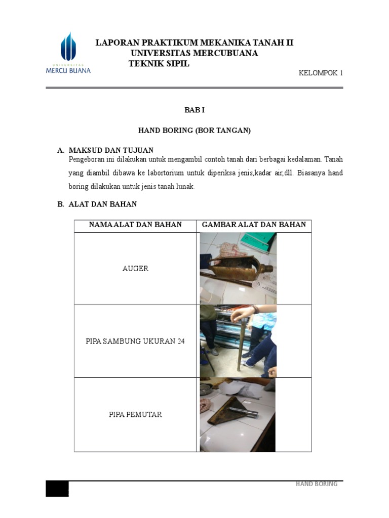 Bab I. Hand Boring | PDF