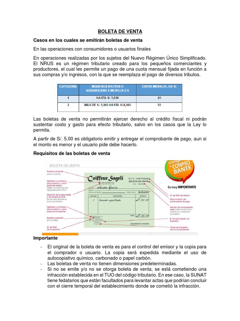 Requisitos y emisión de boletas de venta | PDF | Tarjeta de débito ...
