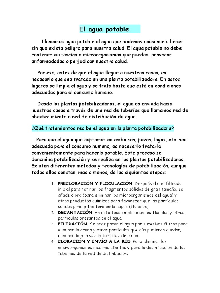 El Agua Potable | PDF | Agua potable | Agua