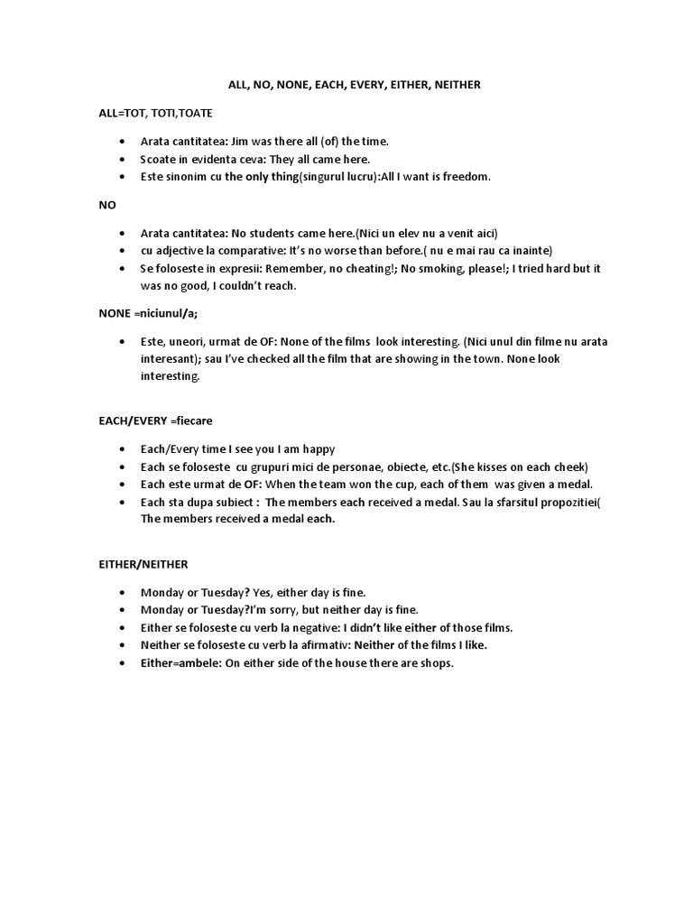 Usage of Quantifiers in English | PDF