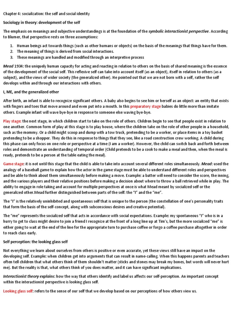 Sociology in Theory: Development of The Self: Preparatory Stage | PDF ...