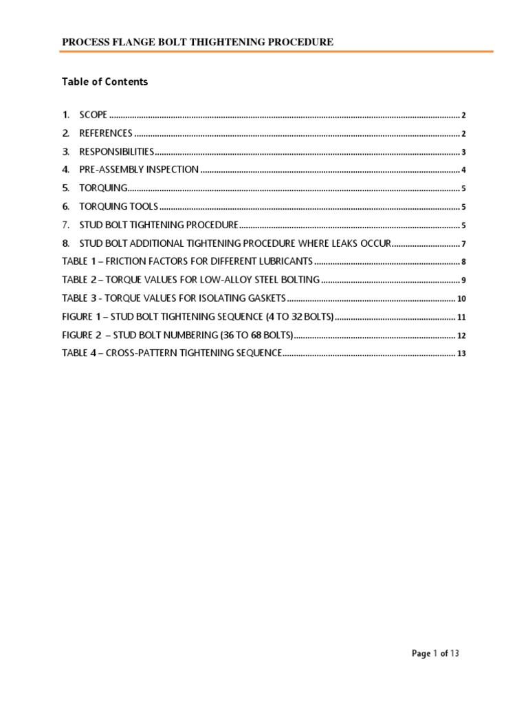 Flange Bolt Tightening Procedure Guide | PDF | Pipe (Fluid Conveyance ...