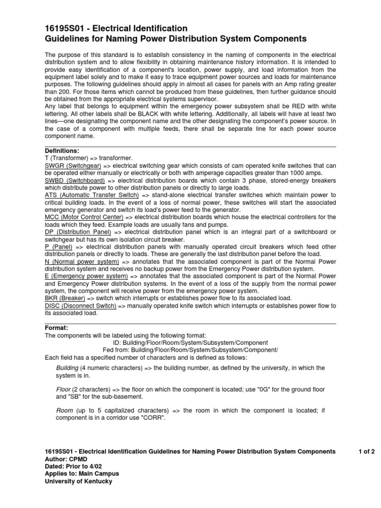 16195S01 - Electrical Identification Guidelines For Naming Power ...