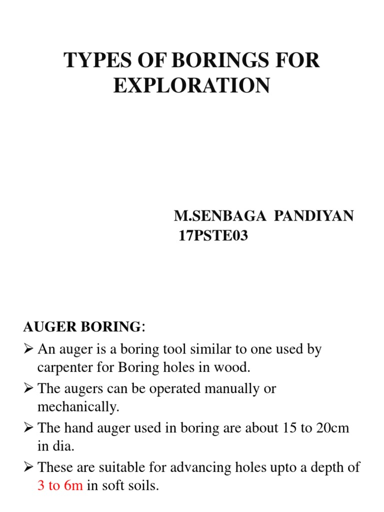 Types of Borings | PDF | Drilling | Nature