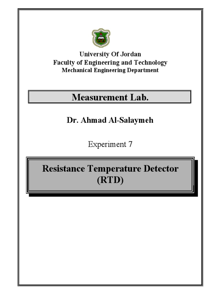 Experiment No 7 RTD | PDF | Thermocouple | Electrical Resistance And ...