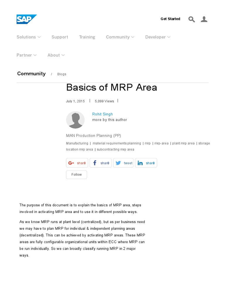 Basics of MRP Area - SAP Blogs | PDF | Supply Chain Management ...
