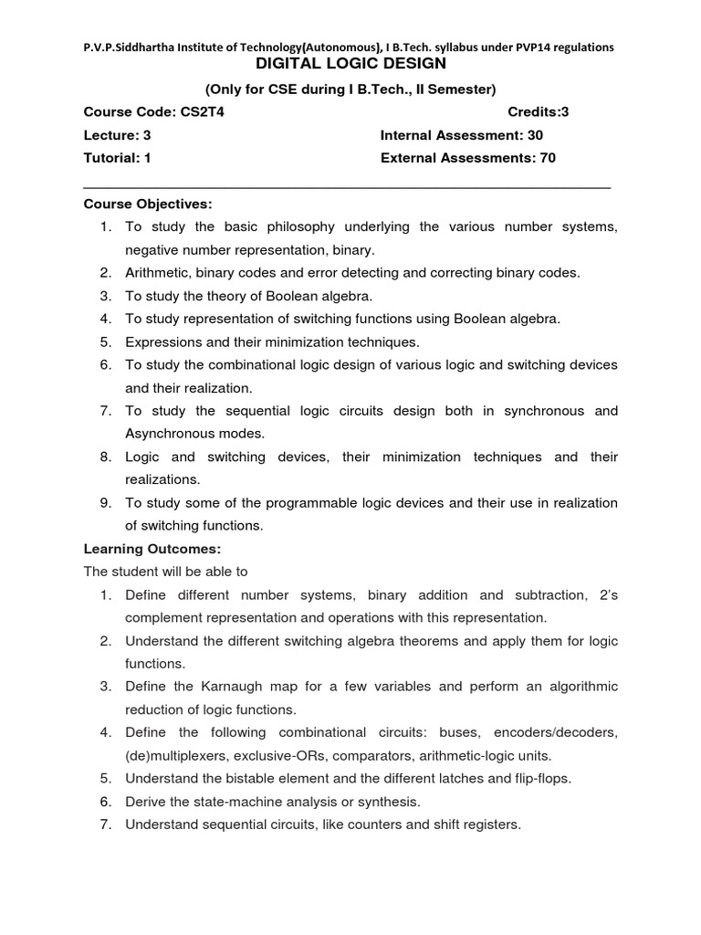 Digital Logic Design: P.V.P.Siddhartha Institute of Technology ...