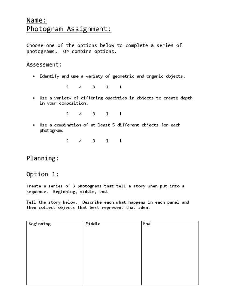 Photogram Assignment | PDF | Teaching Methods & Materials