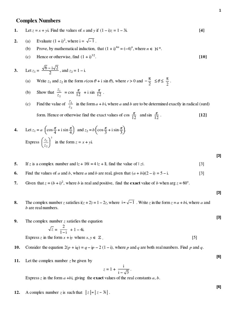 Complex Numbers PROB | PDF | Complex Number | Trigonometric Functions