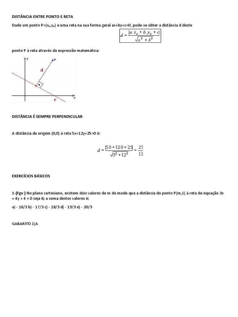Distância Entre Ponto e Reta | PDF