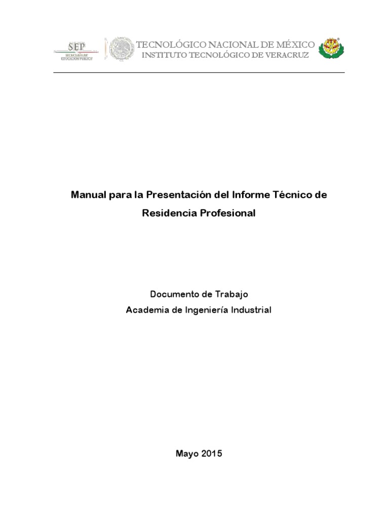 1.-Manual Del Informe Técnico de Residencia Profesional-2-2017 | PDF | Teoría | Bibliografía