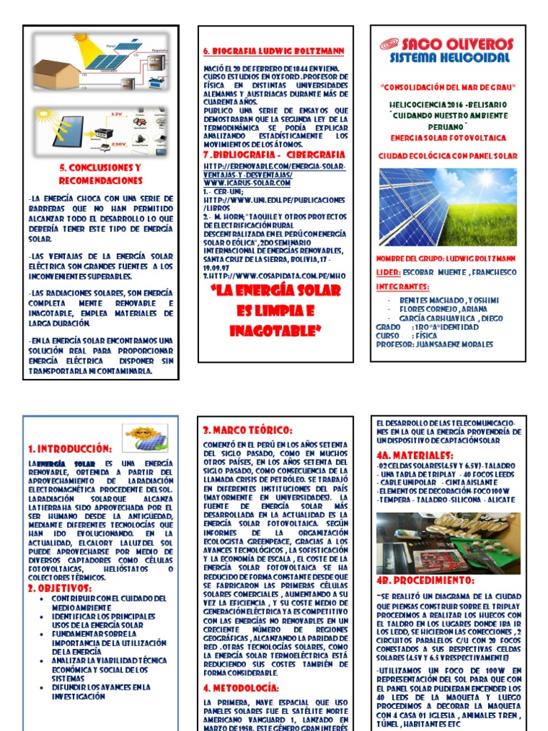 TRIPTICO de La Energia Solar | PDF | Energía solar | Energía alternativa