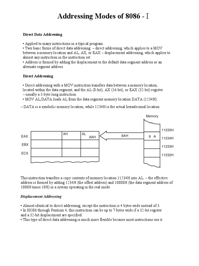 Addressing Modes of 8086 I | PDF | Array Data Structure | Computer Memory